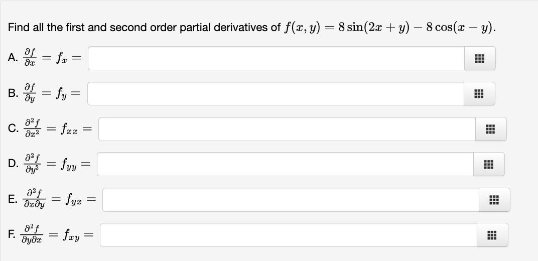 [solved] Find All The First And Second Order Partial Deri
