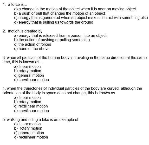 Solved 1. a force is... a) a change in the motion of the | Chegg.com