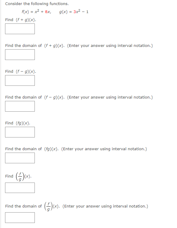 Solved Consider the following functions. | Chegg.com