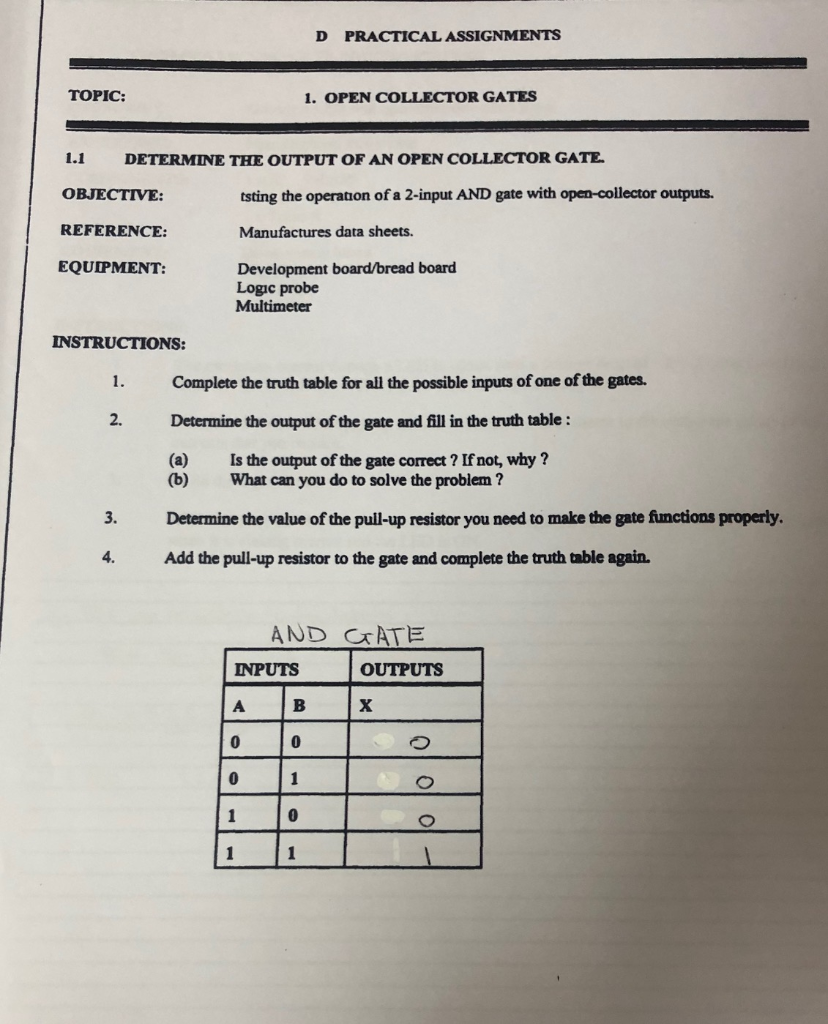 Solved D PRACTICAL ASSIGNMENTS TOPIC: 1. OPEN COLLECTOR | Chegg.com