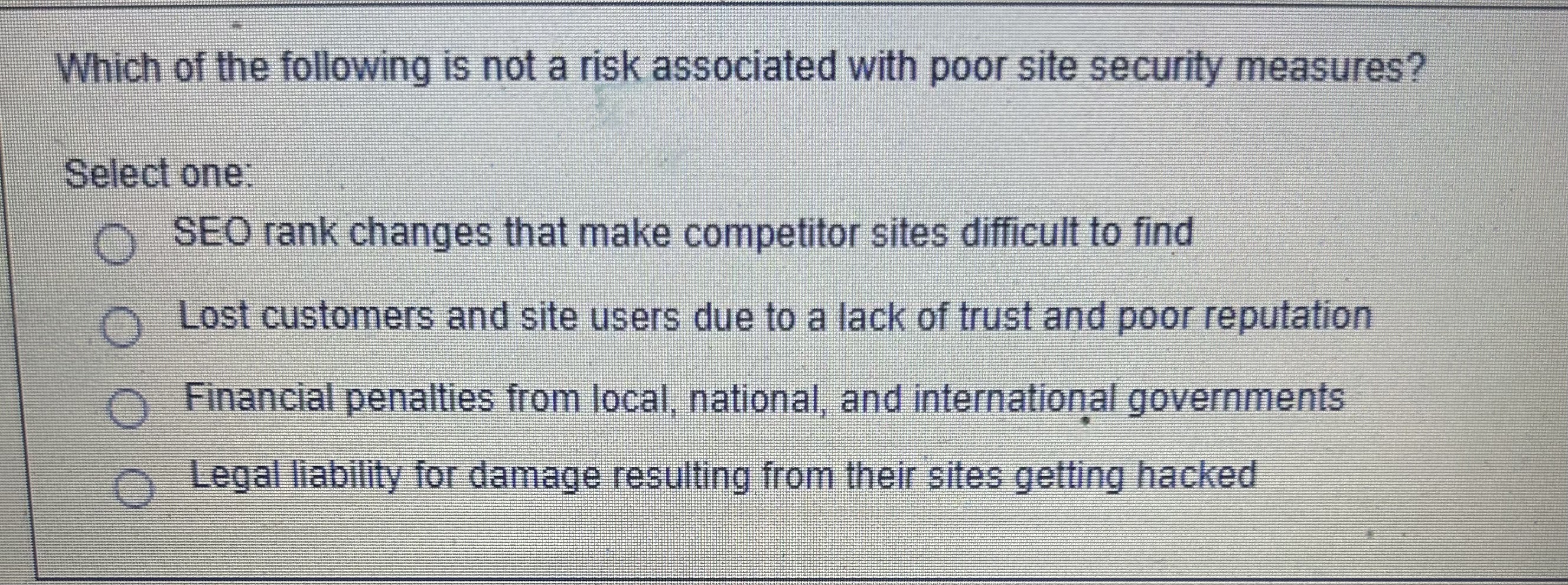 Solved Which of the following is not a risk associated with | Chegg.com
