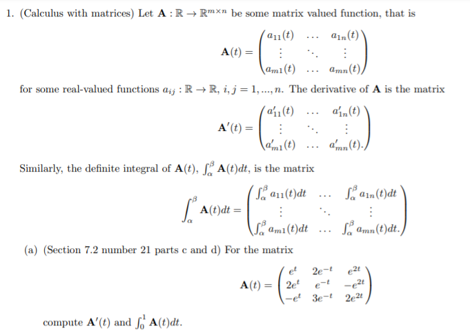 Solved Como : 1. (Calculus with matrices) Let A :RRmxn be | Chegg.com