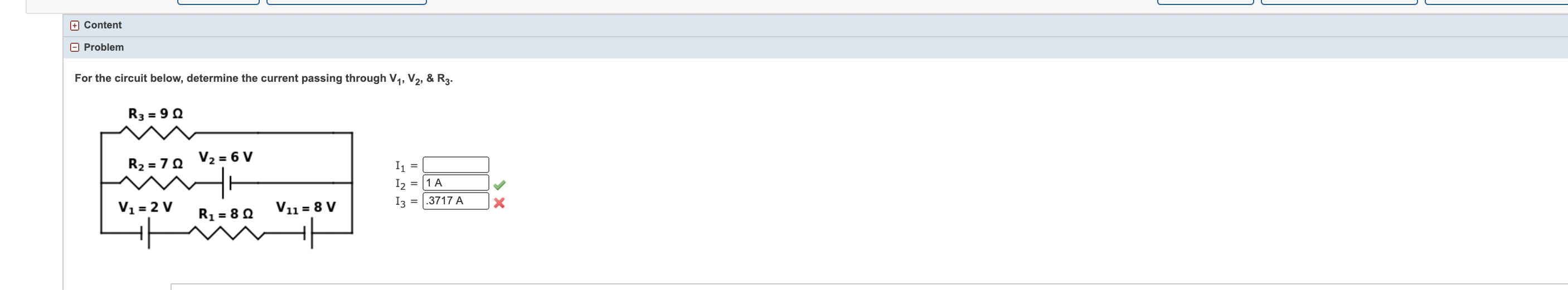 Solved For the circuit below, determine the current | Chegg.com