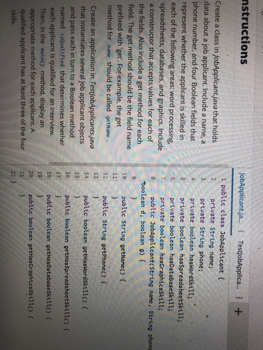 Solved nstructions JobApplicant.ja... TestjobApplica...+ 1 | Chegg.com