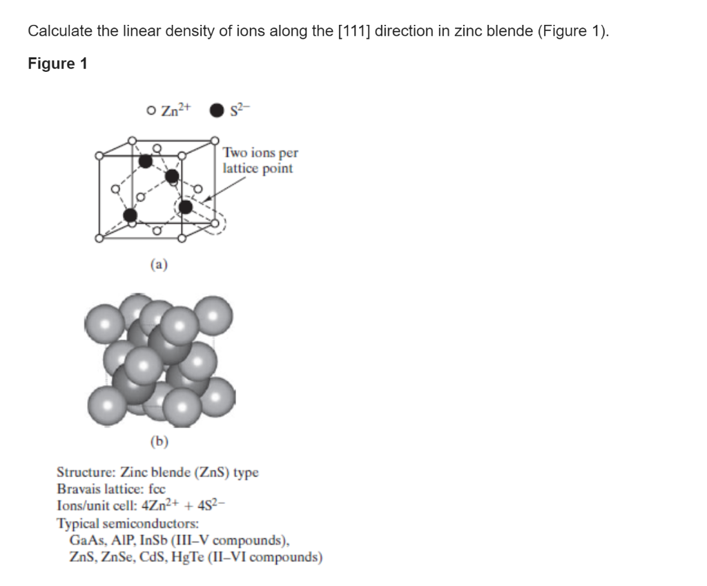 Solved Calculate The Linear Density Of Ions Along The [111]