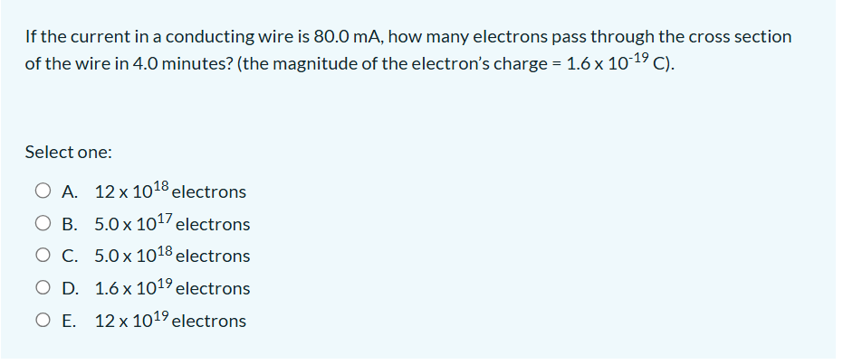 Solved =1.6\times 10^(-19)C 12\times 10^(18) | Chegg.com