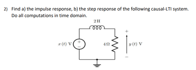 Solved 2) Find a) the impulse response, b) the step response | Chegg.com