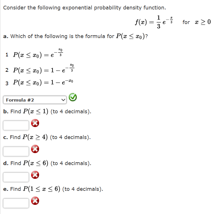 Solved Consider the following exponential probability | Chegg.com