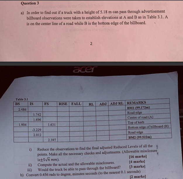 Solved Question 3a) ﻿In order to find out if a truck with a | Chegg.com
