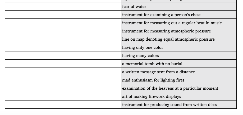Solved Combine pairs of Greek words in Table 1 to | Chegg.com