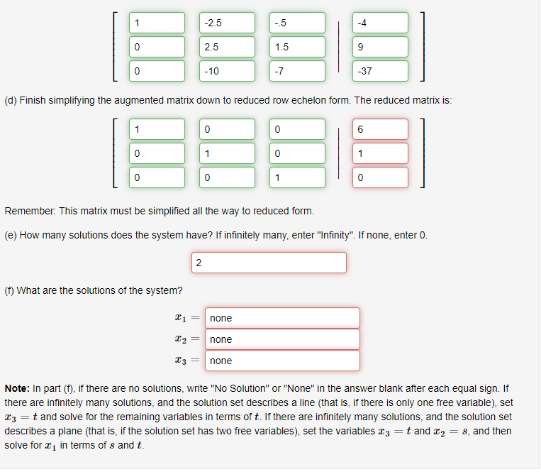 Solved 1 -2.5 -5 -4 0 2.5 1.5 0 -10 -7 -37 (d) Finish | Chegg.com