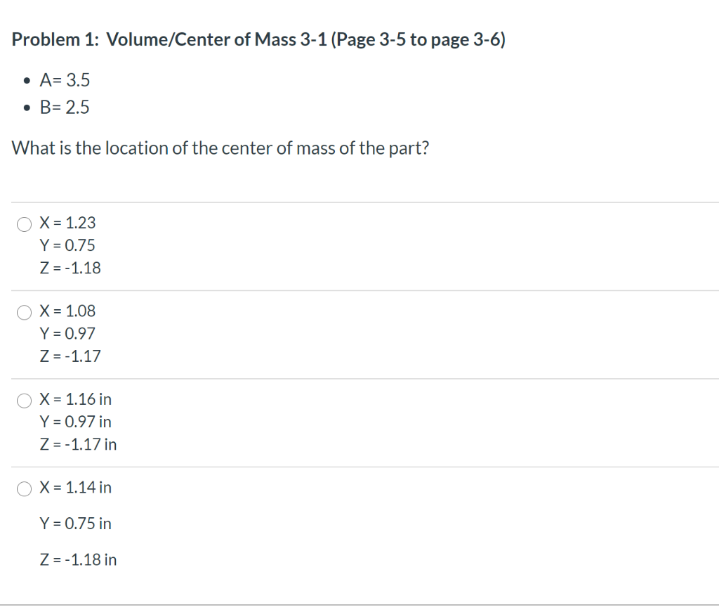 Solved Problem 1: Volume/Center of Mass 3-1. (Page 3-5 to | Chegg.com