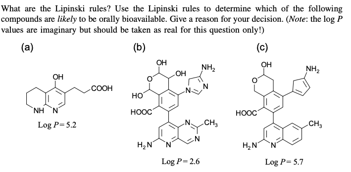 Solved What are the Lipinski rules? Use the Lipinski rules | Chegg.com