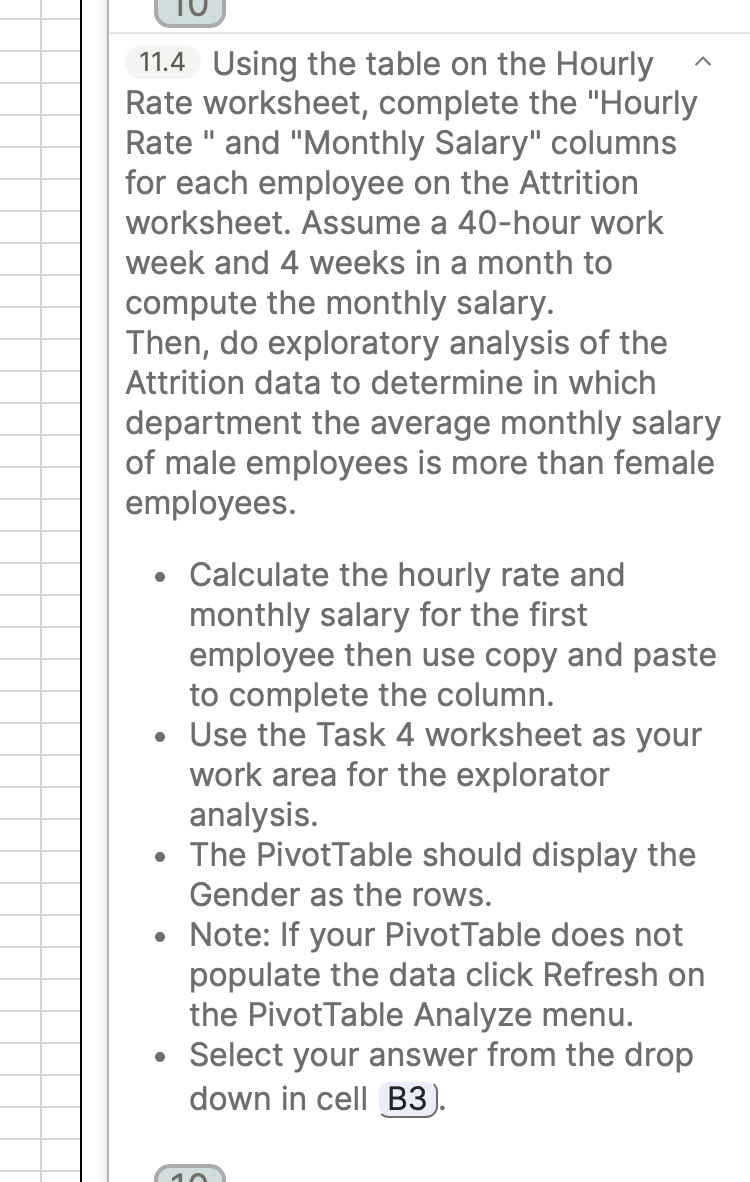 Solved 11.4 ﻿Using the table on the Hourly Rate worksheet, | Chegg.com