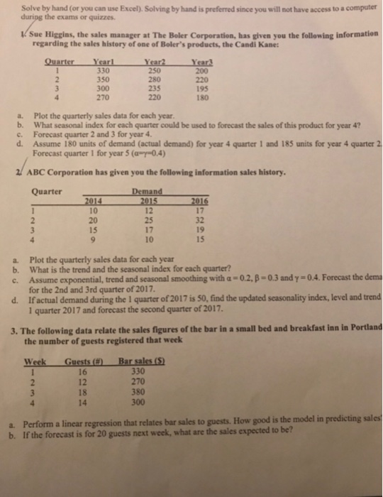 Solved Solve by hand (or you can use Excel). Solving by hand | Chegg.com