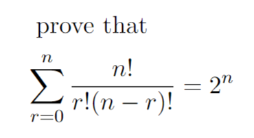 Solved prove that ∑r=0nr!(n−r)!n!=2n | Chegg.com