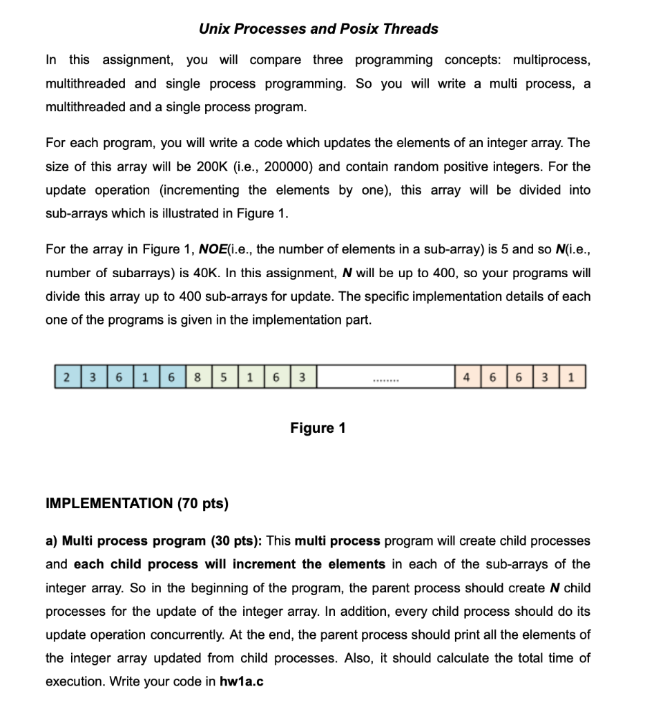 Solved Unix Processes and Posix Threads In this assignment, | Chegg.com