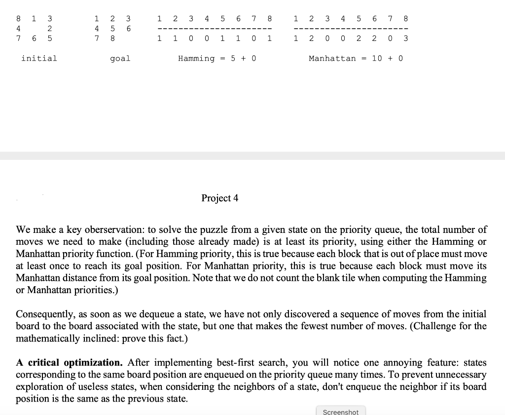 The Problem. Write a program to solve the 8-puzzle | Chegg.com
