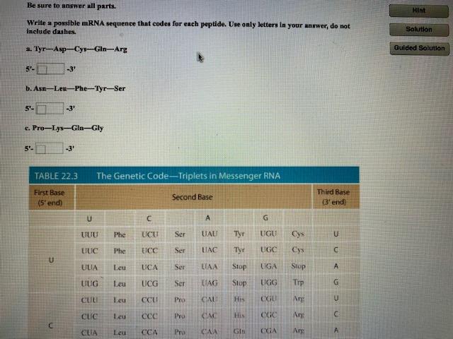 Solved Be sure to answer all parts. Hint Write a possible | Chegg.com