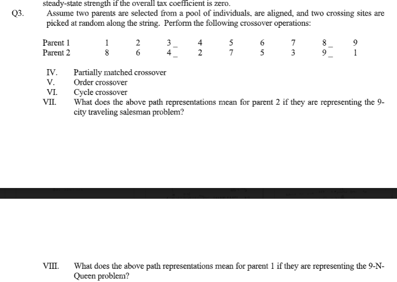 Genetic Algorithms: Assume two parents are selected | Chegg.com