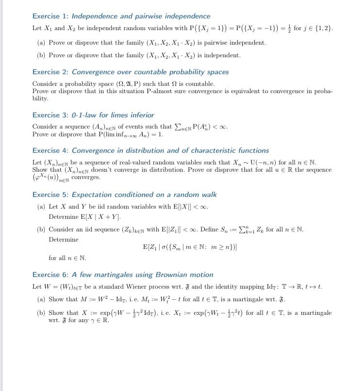 Solved Exercise 1: Independence and pairwise independence | Chegg.com