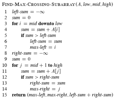 Solved FIND-MAX-CROSSING-SUBARRAY (A, low, mid, high) 1 | Chegg.com