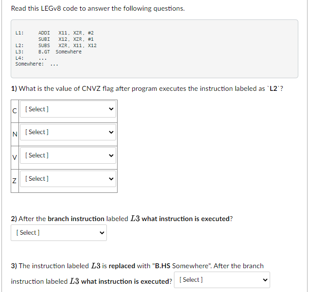 Solved Read this LEGv8 code to answer the following | Chegg.com