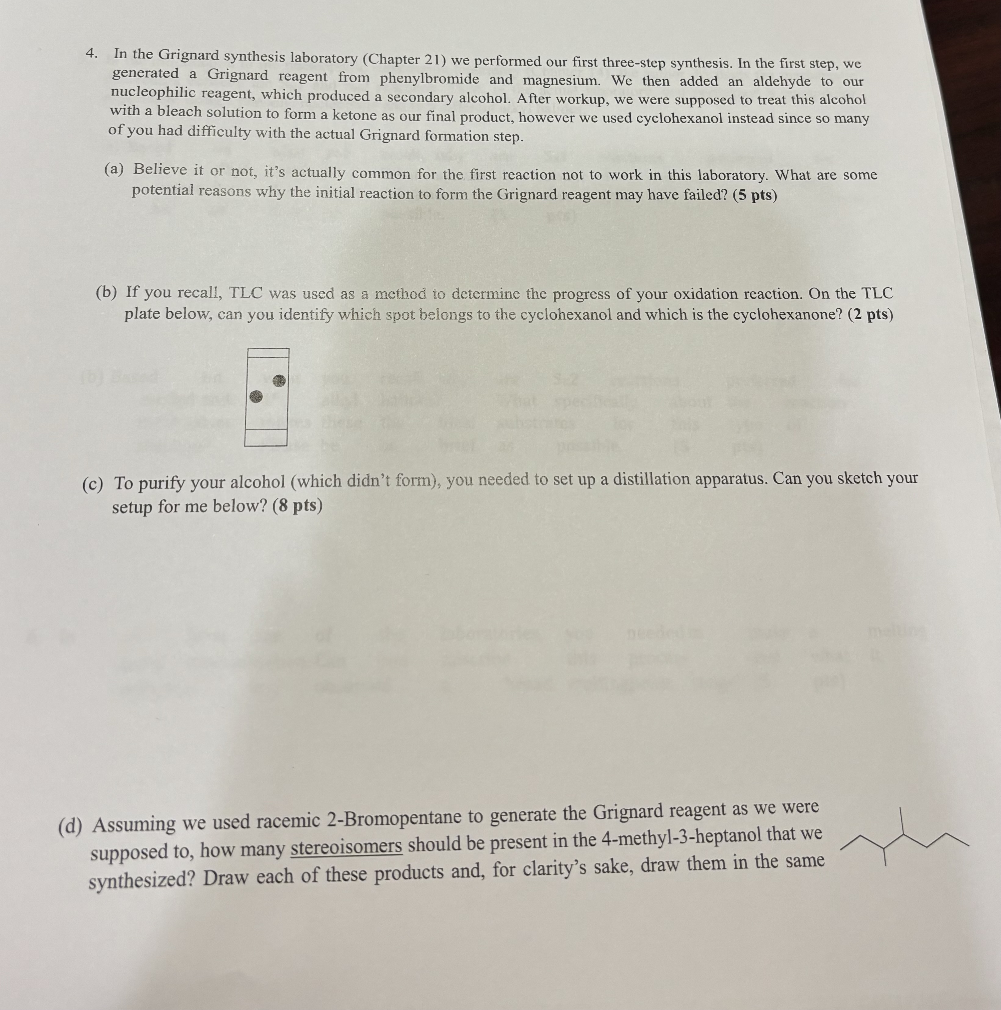 Solved 4. ﻿In the Grignard synthesis laboratory (Chapter 21) | Chegg.com
