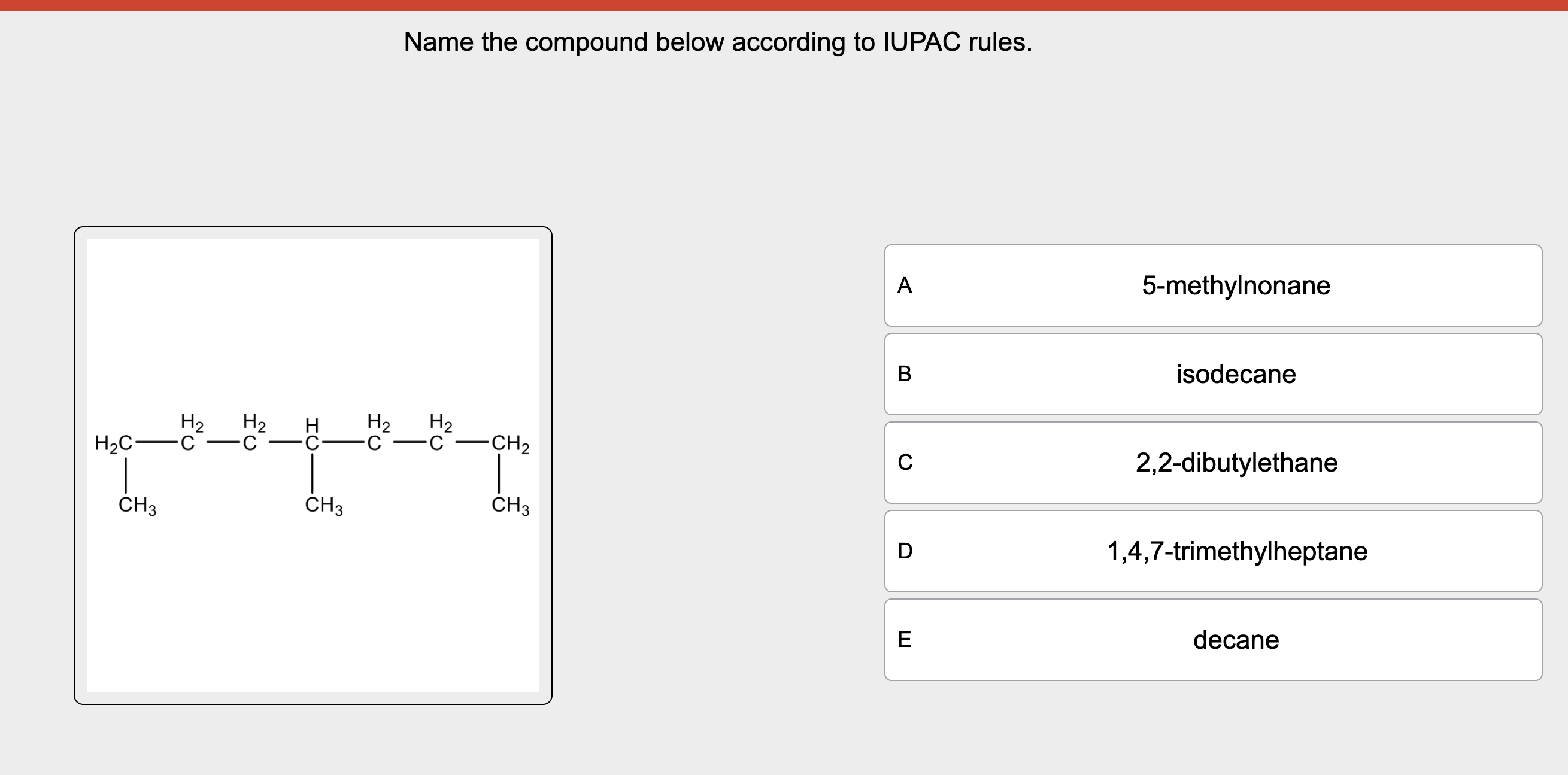 Solved Name the compound below according to IUPAC rules.A | Chegg.com