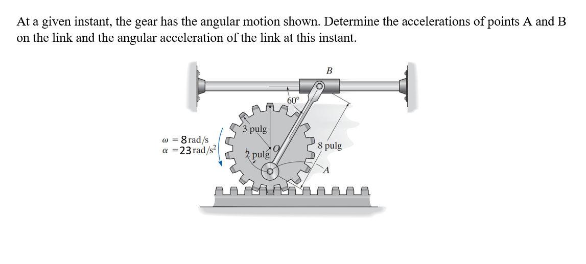 Solved At a given instant, the gear has the angular motion | Chegg.com