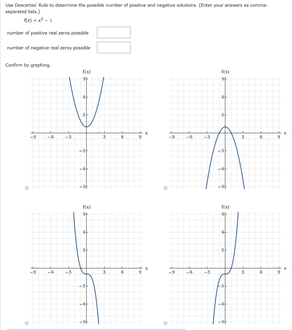 Solved Use Descartes' Rule to determine the possible number | Chegg.com