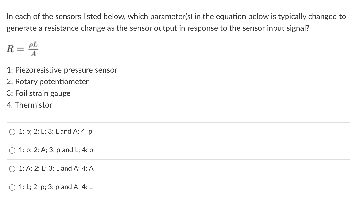 Solved In each of the sensors listed below, which | Chegg.com