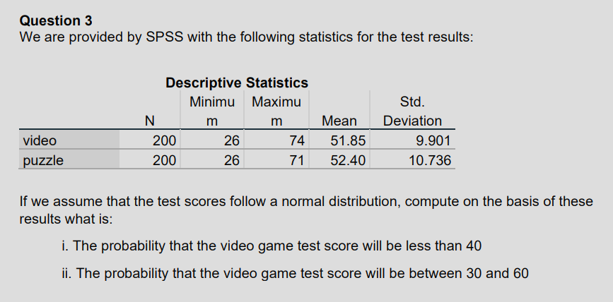 Solved Question 3We are provided by SPSS with the following | Chegg.com