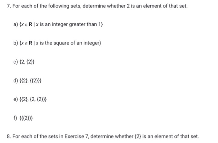 Solved 7. For each of the following sets, determine whether | Chegg.com
