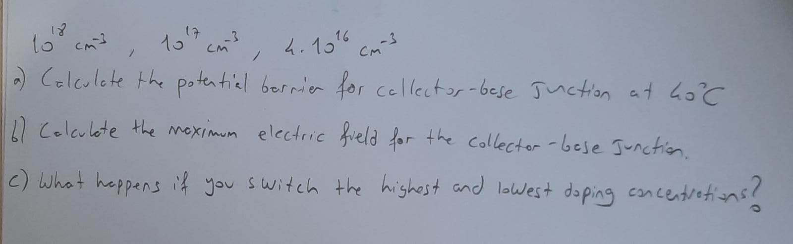 The doping concentrations of three regions in a pnp | Chegg.com