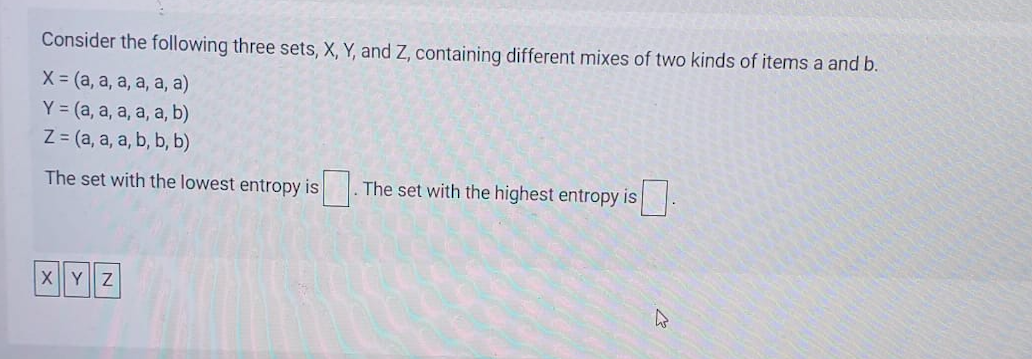 Solved Consider the following three sets, X,Y, and Z, | Chegg.com