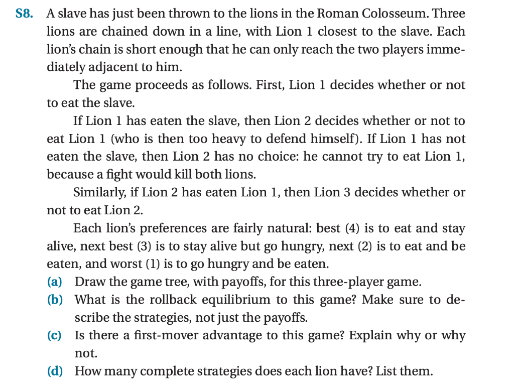 07. Return to the game among the three lions in the | Chegg.com