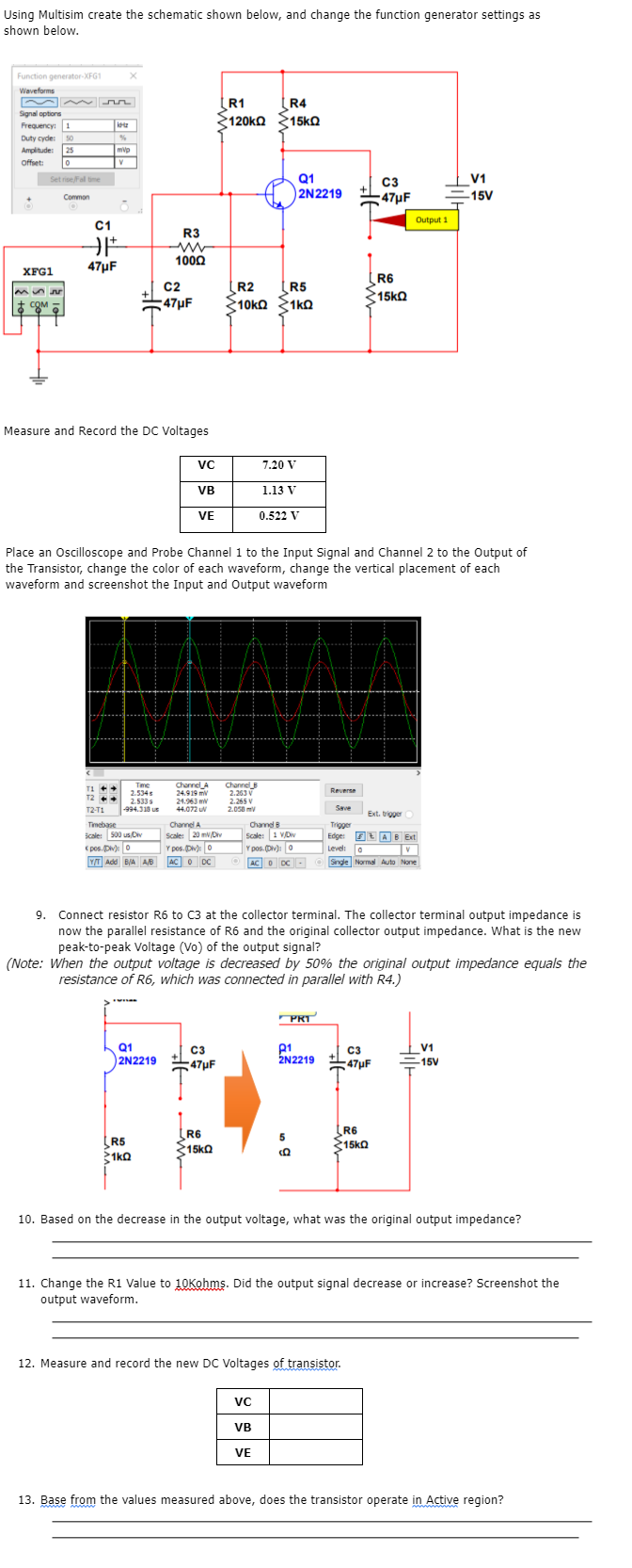 Solved Using Multisim create the schematic shown below, and | Chegg.com