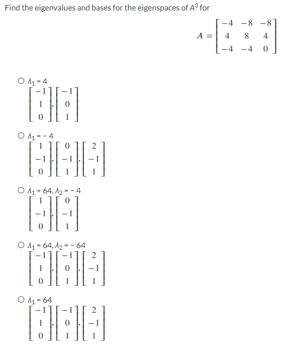 Solved Find the eigenvalues and bases for the eigenspaces of | Chegg.com