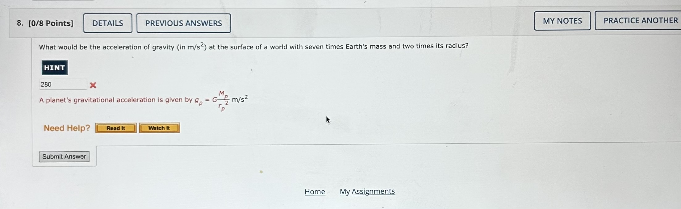 Solved What would be the acceleration of gravity (in m/s2 ) | Chegg.com