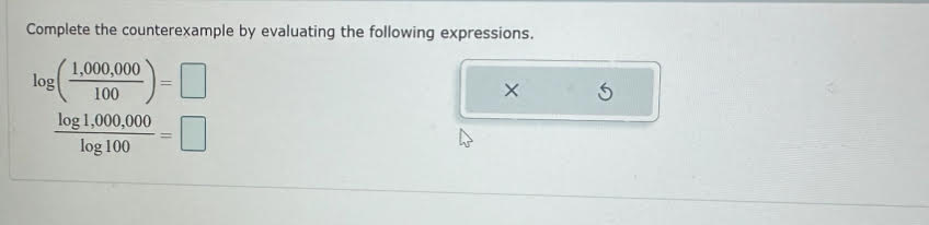 Solved Complete the counterexample by evaluating the | Chegg.com