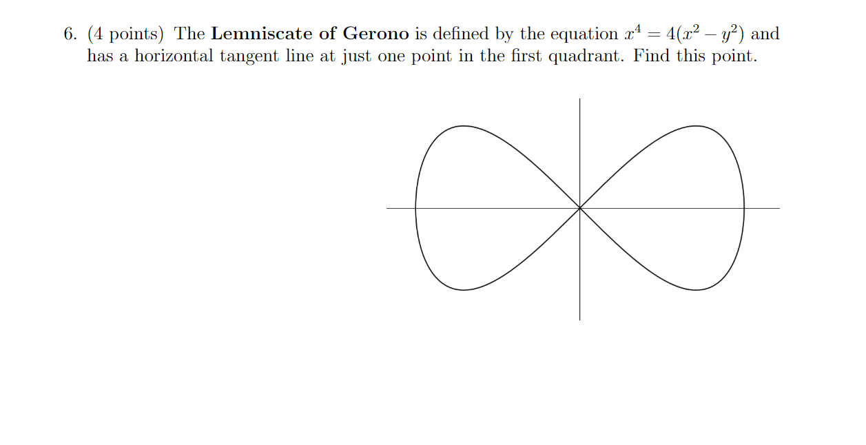 Solved 6. (4 points) The Lemniscate of Gerono is defined by | Chegg.com