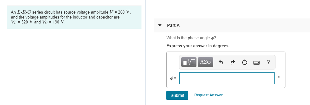 Solved An L-R-C series circuit has source voltage amplitude | Chegg.com