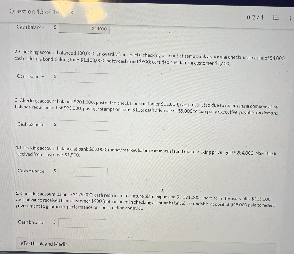 Solved 2. Checking account balance $100,000; an overdraft in | Chegg.com