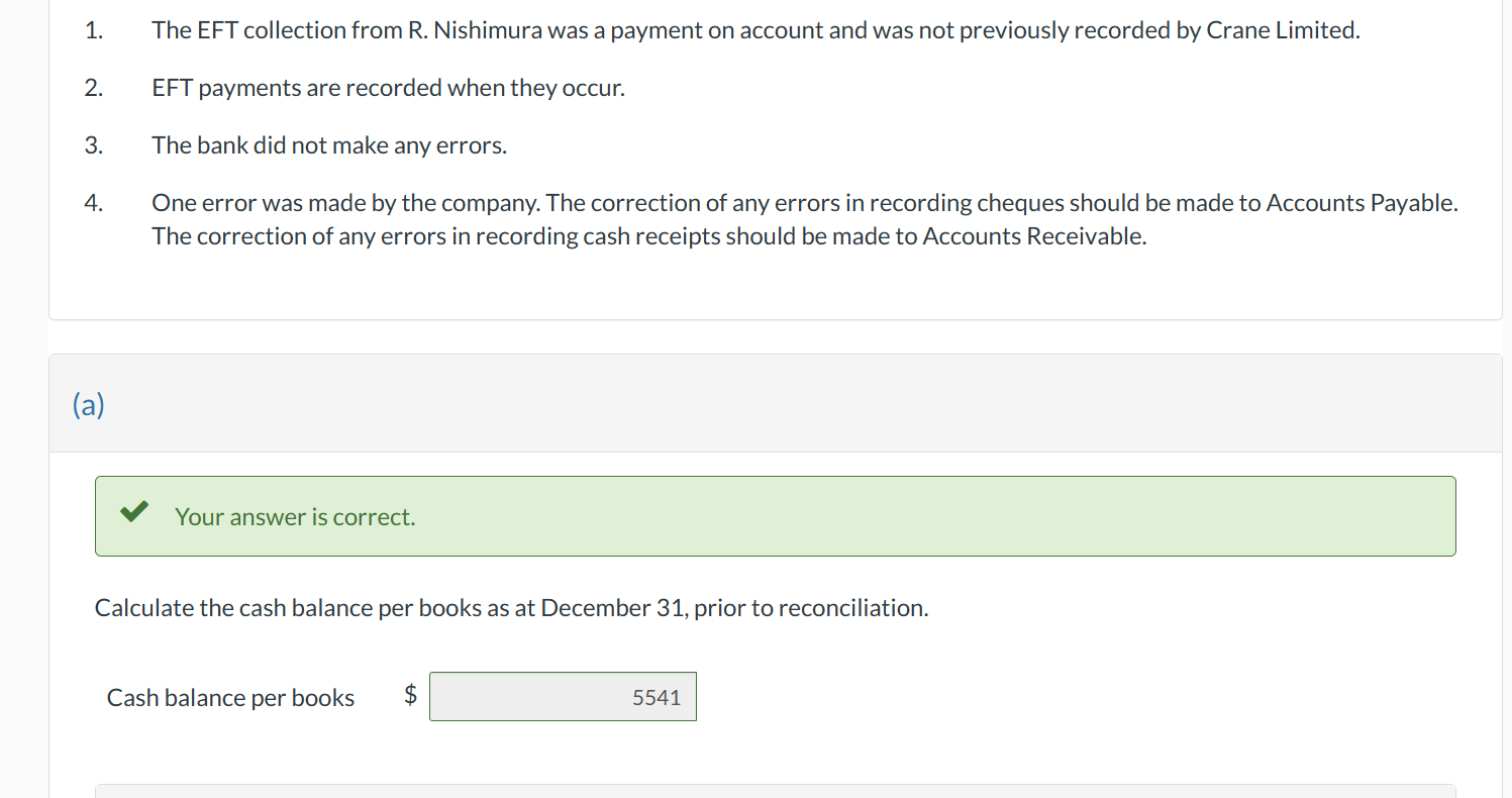 Solved The reconciled cash balance per bank agreed with the | Chegg.com