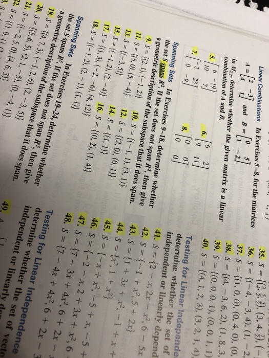 Solved 2 2 (3,4. 3). ( Linear Combinations In Exercises 5-8, | Chegg.com