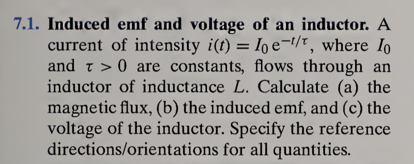 Solved = 7.1. Induced emf and voltage of an inductor. A | Chegg.com