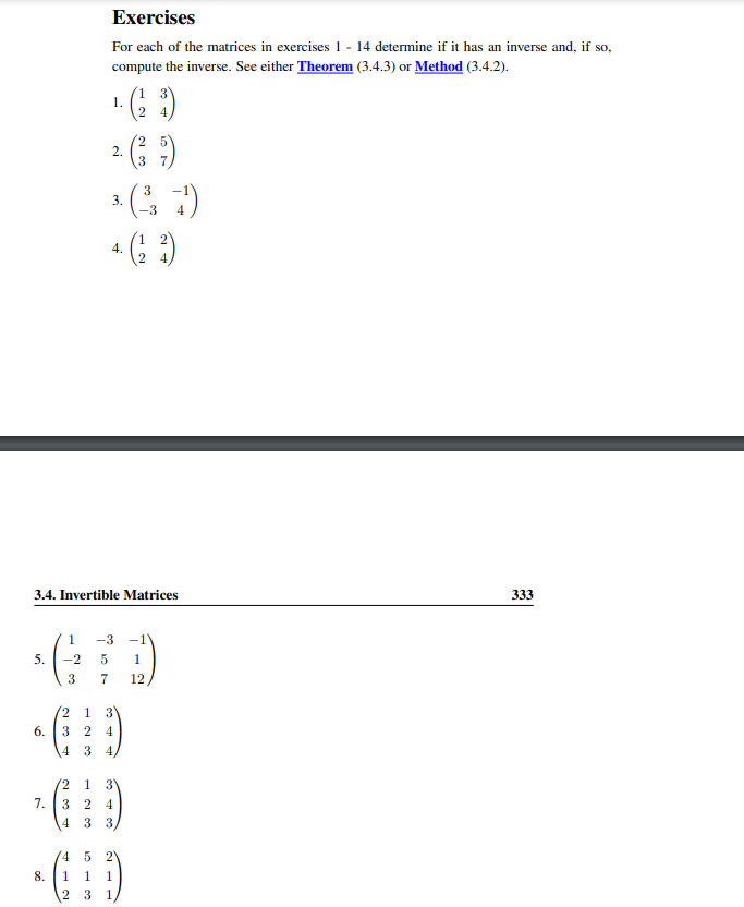 Solved Exercises For each of the matrices in exercises 1 - | Chegg.com