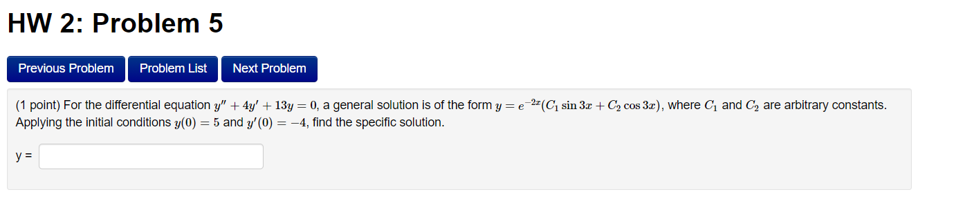 Solved HW 2: Problem 5 Previous Problem Problem List Next | Chegg.com