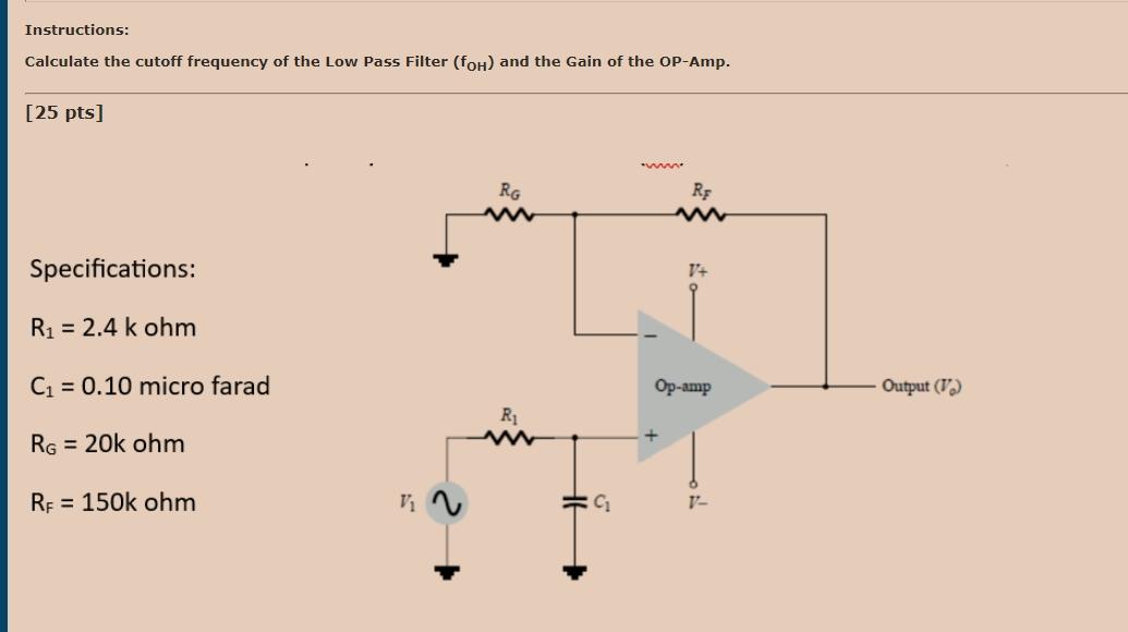 Solved Instructions: Calculate the cutoff frequency of the | Chegg.com